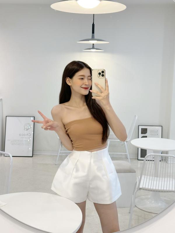 YU CHERRY | Áo ống croptop không xù lông có mút (có thể tháo - TikTok Shop Vietnam