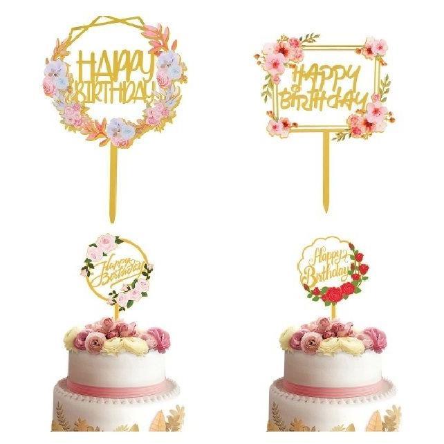 Selamat Hari Jadi 3D Bunga Kek Topper Akrilik 3D Flower Happy - TikTok ...