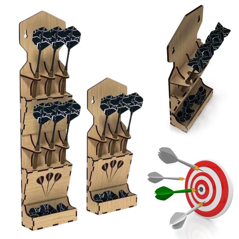 Tuwrea Wooden Dart Holder Wall Mount Dart Organizer with Storage ...