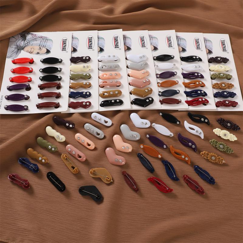 12PCS/Set Muslim Plastic Hijab Pins Oval-Shape Macaroon Pins for Hijab ...