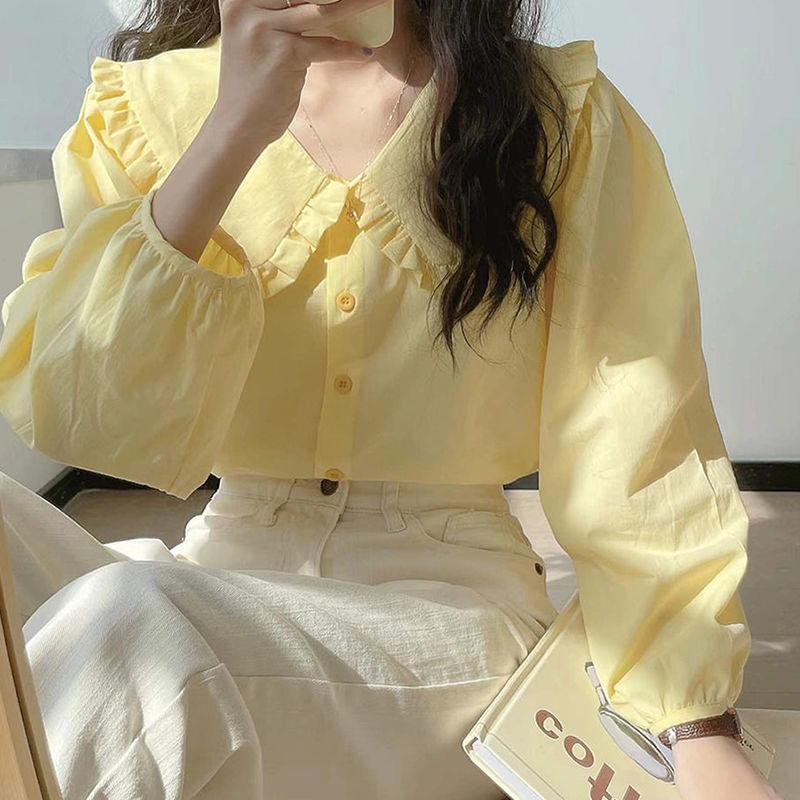 Kemeja Lengan Panjang, Warna Kuning Susu, Untuk Wanita, Gaya - TikTok ...