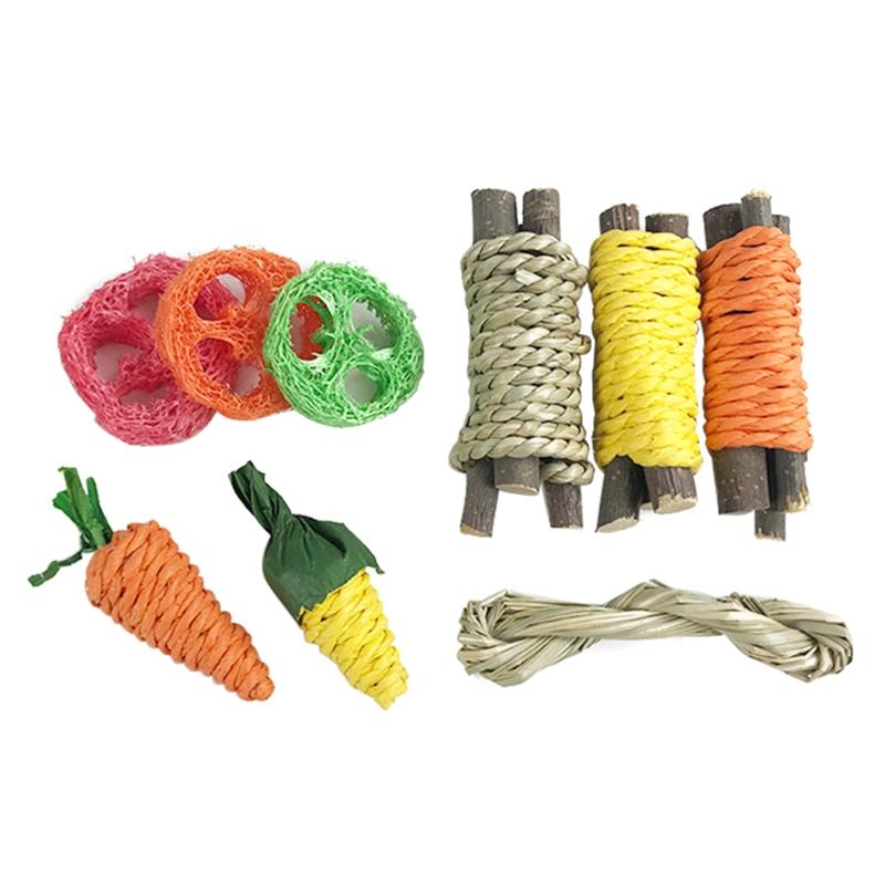 HEHU 9 PCS Bunny Chew Toys Hamster Toys for Guinea Pigs Rabbits ...