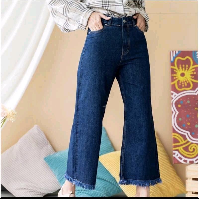 palazzo jeans ledis kain diya denim - TikTok Shop Malaysia