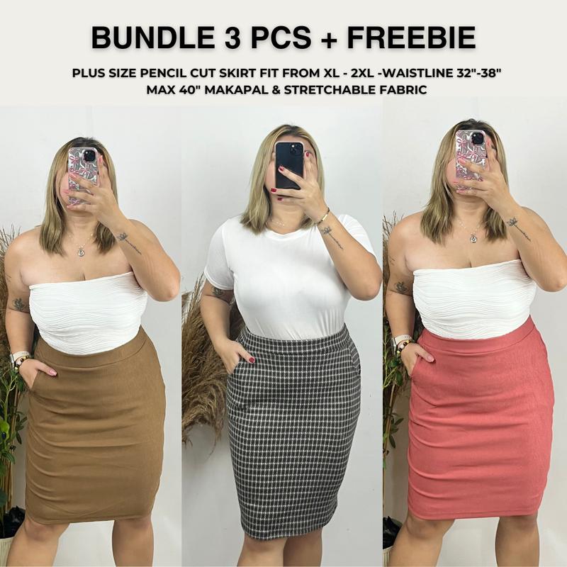 BUNDLE 3 PCS ASSORTED | CORPORATE PENCIL SKIRTS PLUS SIZE kasya ...