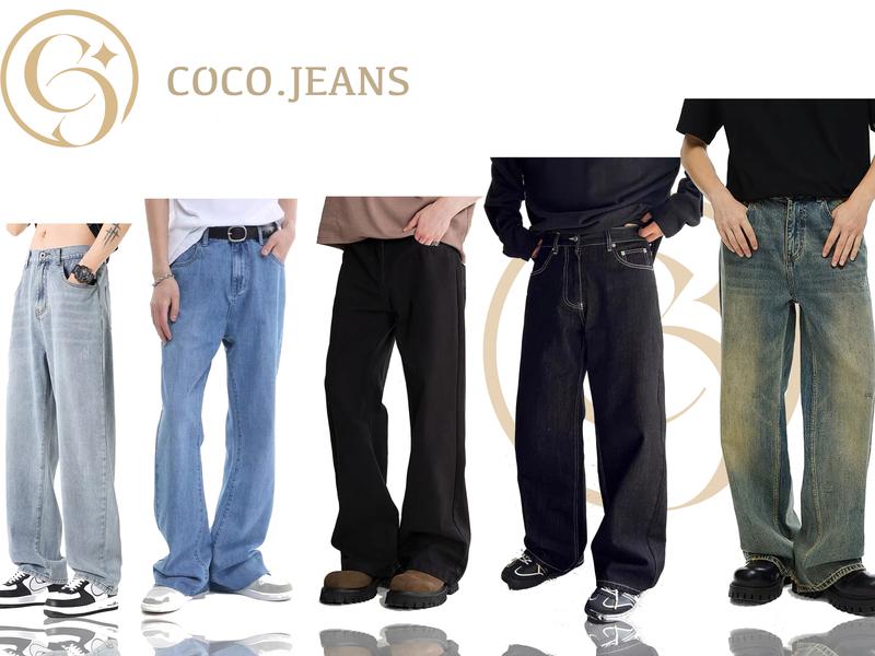 COCO Pants For Men Straight Leg Denim Jeans Korean Style Fashion ...