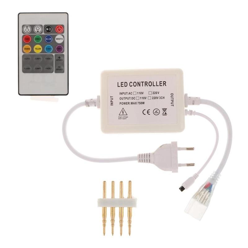20-Key LED RF Remote Controller RGB Dimmer for LED 220V EU Plug ...
