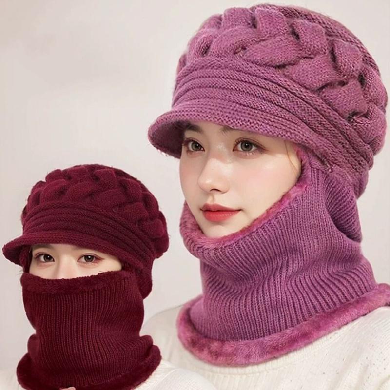 Topi Rajutan Musim Sejuk, Fesyen, dengan Brim Kalis Angin, Lapik ...