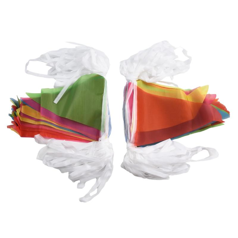 50M Colorful Handmade Fabric Bunting Triangle Flags Wedding Festival ...