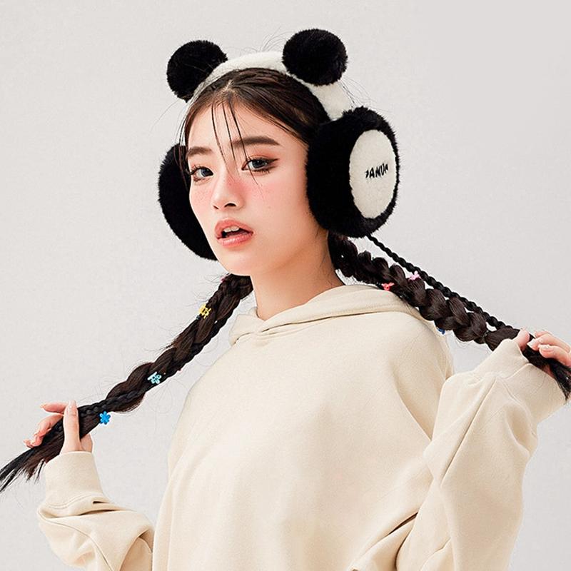 Zhen Panda Earmuffs Panda Ear Muffs Foldable Earmuffs Fleec - TikTok ...