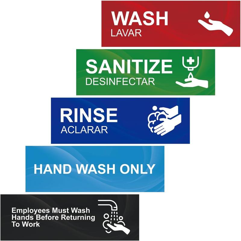 Wash Rinse Sanitize Sink Labels, 5 Pack 3 Compartment Sink Sticker ...