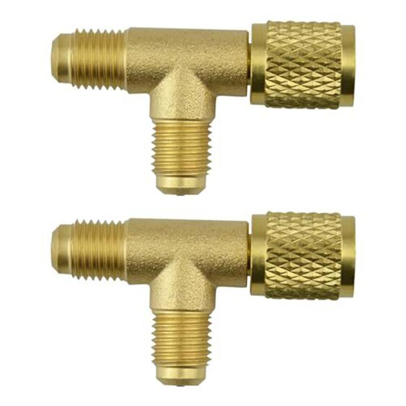 2Pcs Quick Coupler Access Tee 1/4'' SAE Valves Core Tee Adapter ...