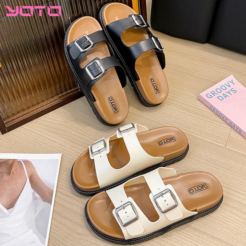 YOTO Shoes Slippers For Women New Casual Two Strap Slip On Comfy ...