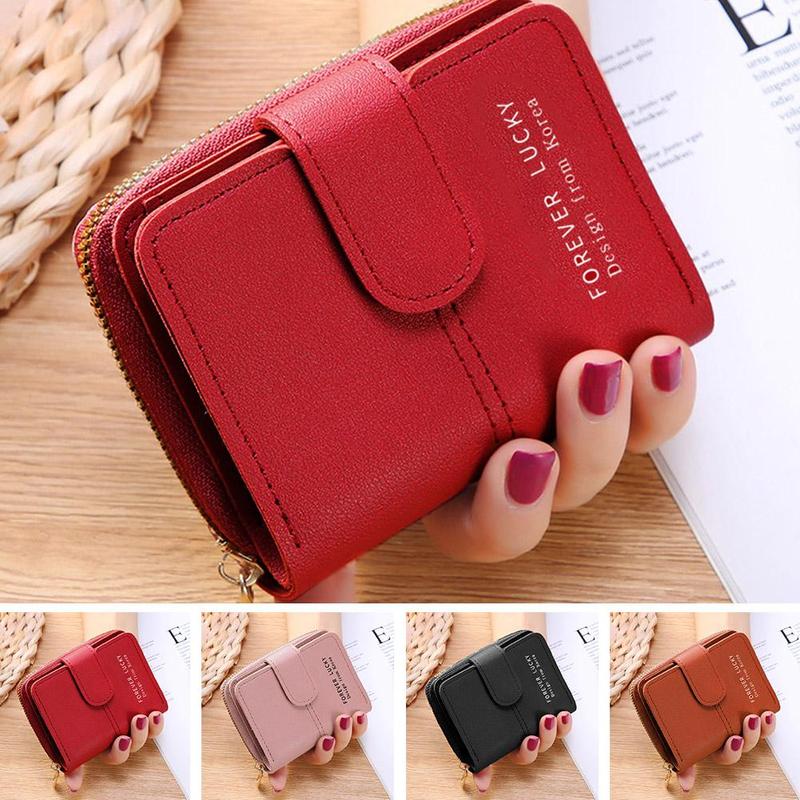 Women's Short Wallet Solid Color Card Bag Wallet Button Zipper - TikTok ...