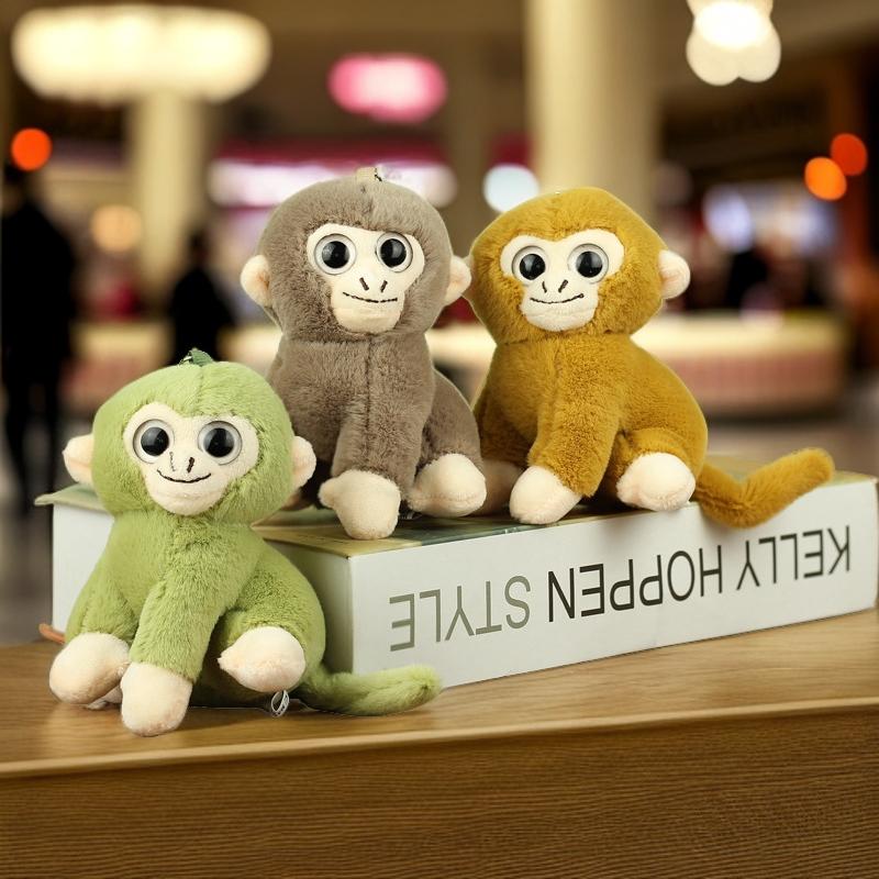 New Plush Toy Monkey Keychain Cute Big Eyes Monkey Doll Bag Pendant ...