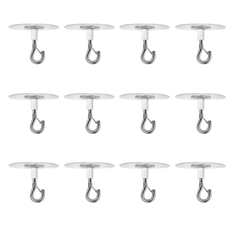 12Pcs Holeless Sticky Ceiling Hooks - For Hanging Lights, Plants ...