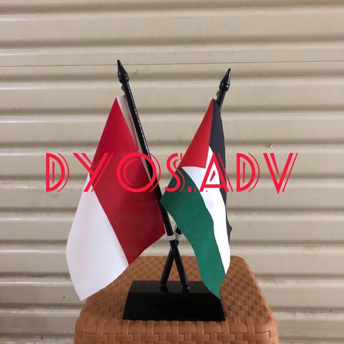 Jual Bendera negara meja + Tiang model silang kayu (satu set) Desk ...