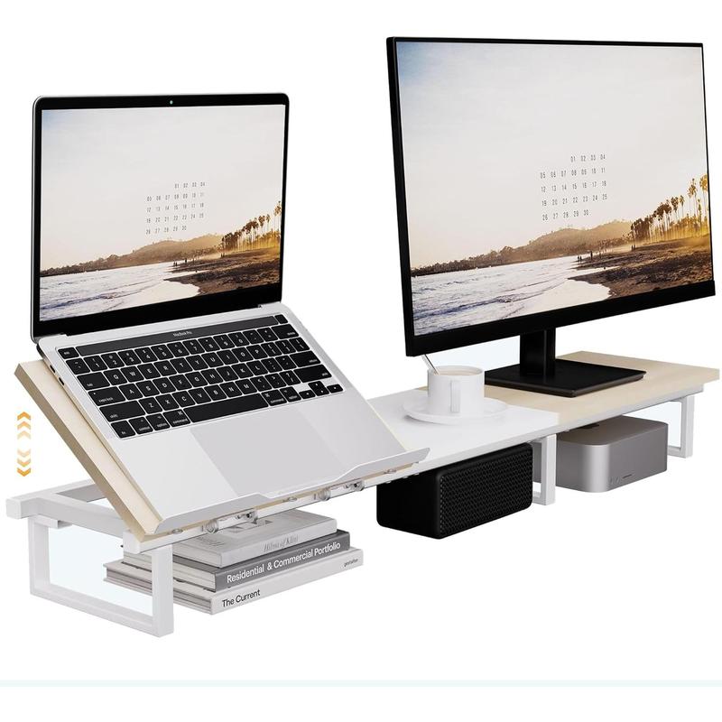 Dual Monitor Stand with Adjustable Laptop Cradle - Monitor Stand ...