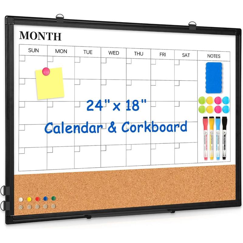 Monthly Calendar Whiteboard Dry Erase Cork Board Combo, 24" - TikTok Shop