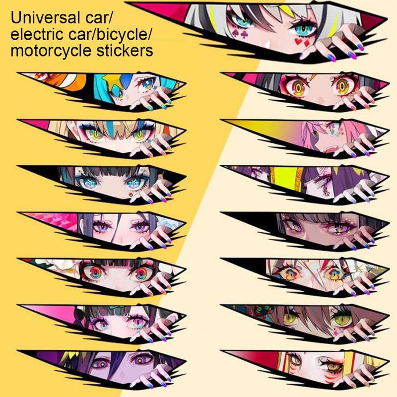 2pcs Eyes Slap Car Sticker Motorcycle Bicycle Windows Anime Scratch ...