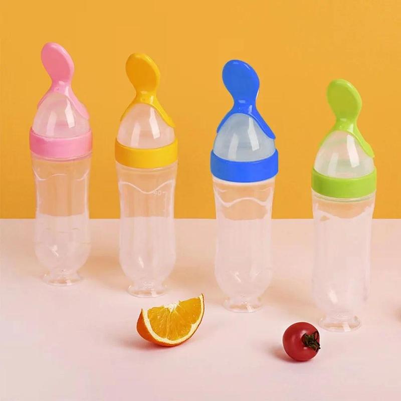 Newborn Squeezing Feeding Bottle Silicone Baby Training Rice - TikTok ...