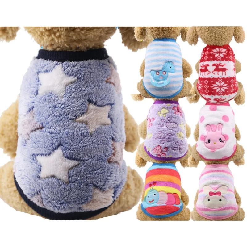 Cartoon Dog Clothes Fleece Puppy Vests Clothing Bulldog Winter Warm Dog ...