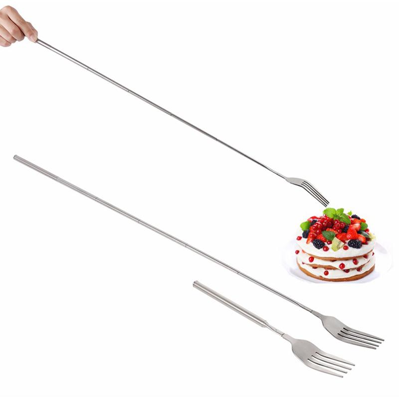 Stainless Telescopic Extendable Fork Dinner Fruit Dessert Long - TikTok ...
