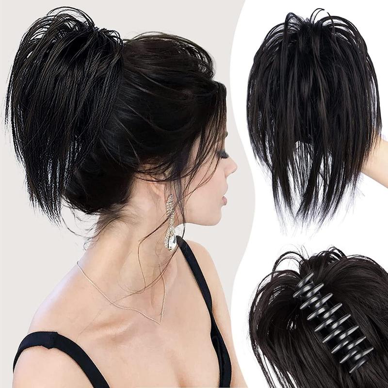 Messy Bun Wig Claw Clip Fluffy Realistic Natural Silky High Temperature ...