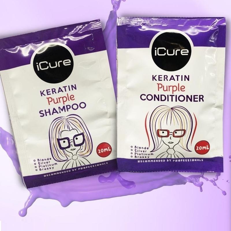 iCure Keratin Purple Shampoo or Conditioner Sachet 20ml - TikTok Shop ...