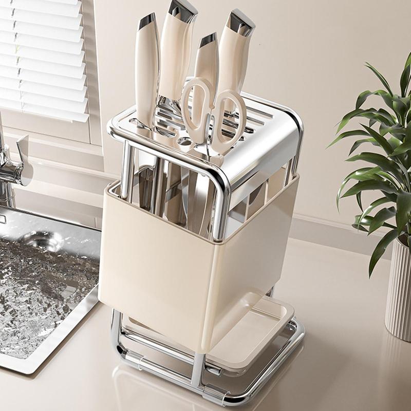 Knife Rack Sturdy Kitchen Knife Box Tilted Design Drain Tray - TikTok ...