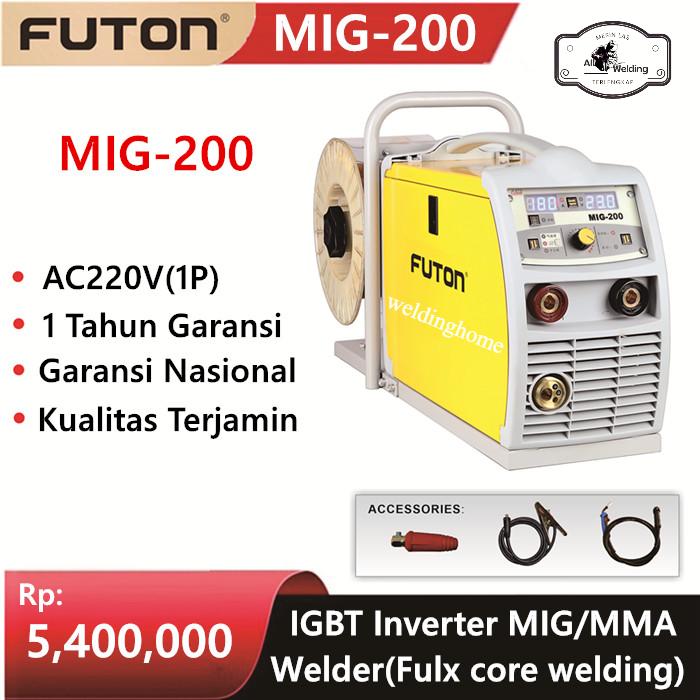 FUTON MIG-200 MIG MAG 200A Mesin Trafo Travo Las Tanpa Gas CO2 Welding ...