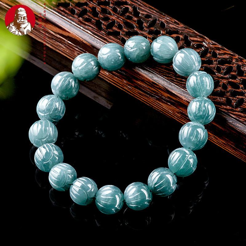 Natural A cargo jade blue lotus bracelet lotus bead jade bracelet ...