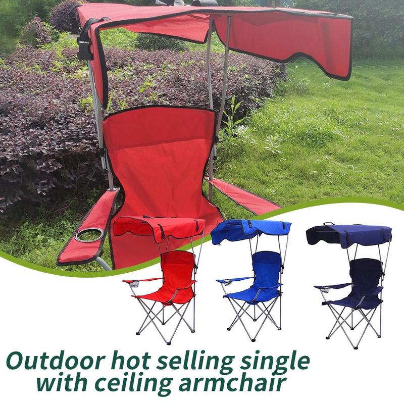 Oxford Cloth Folding Camping Chair With Canopy Shade Portabl - TikTok ...