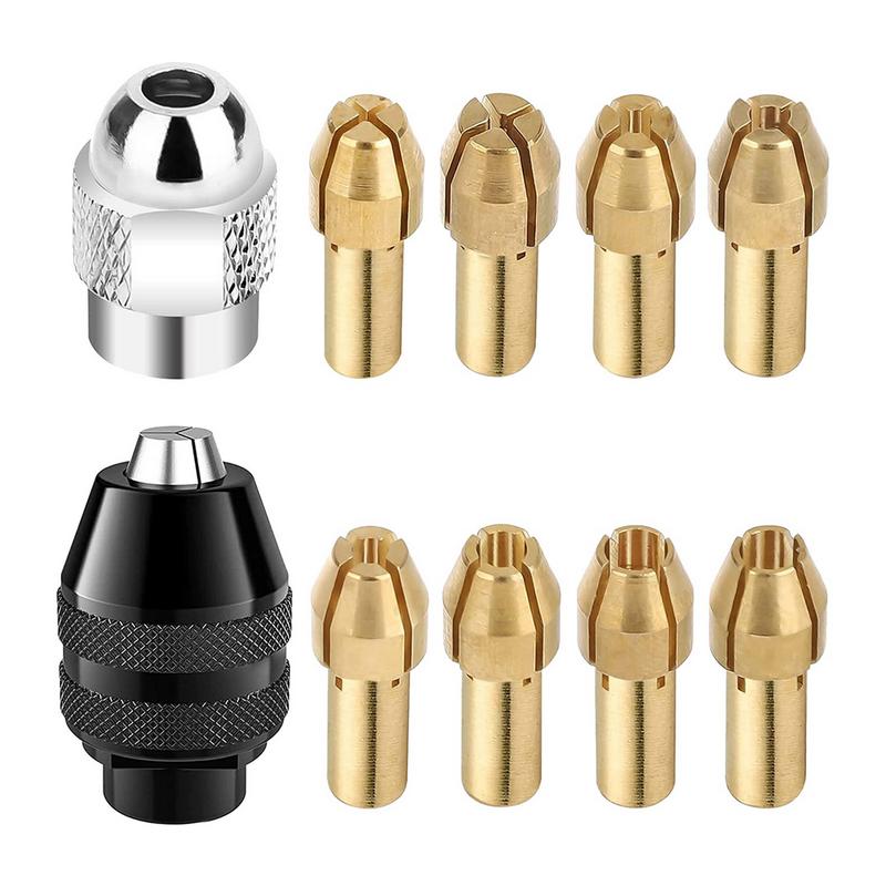 8Pcs Brass Collet Set with Keyless Drill Chuck, Replacement 4485 ...