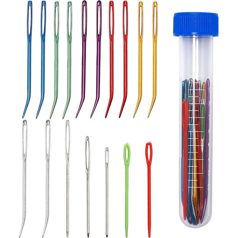 New Bent Tip Large Eye Darning Needles Aluminum Multicolor Crocheting ...