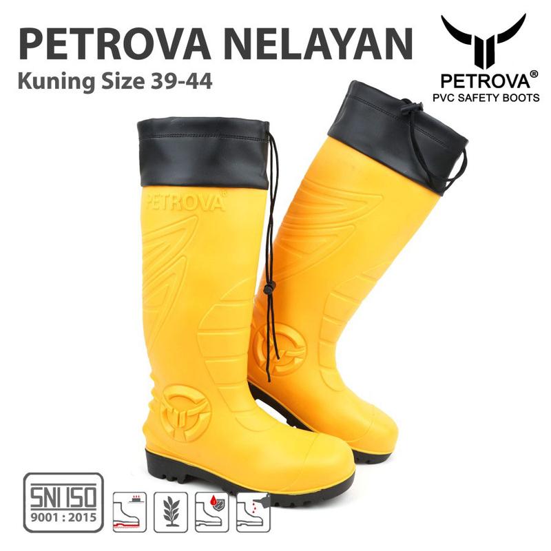 Sepatu Boots Safety Petrova NELAYAN kuning-Steel Toe PVC | Sepatu ...
