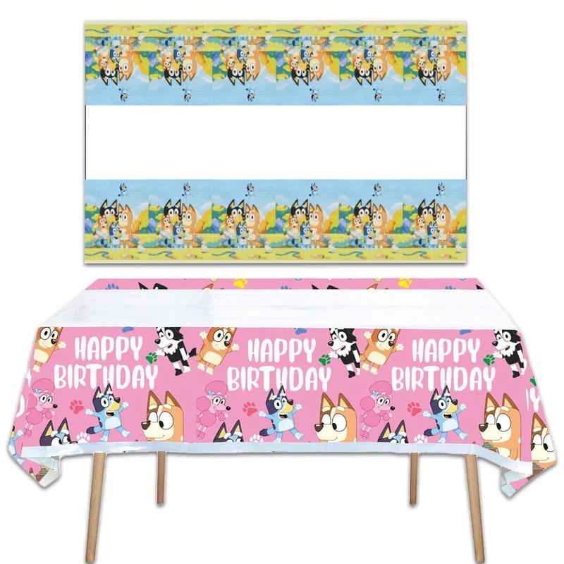 1Pcs Pink Bluey Bingo Dog Family Party Tablecloth Birthday Party ...