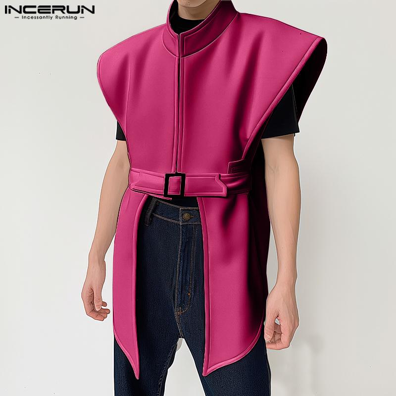 INCERUN Mens Sleeveless Stylish Metal Buckle Versatile Zip Design ...