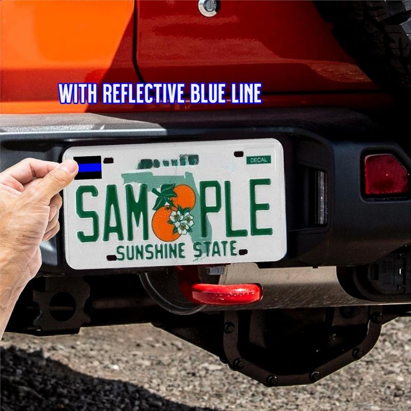(F15)Reflective Thin Blue Line Stickers - Reflective License Plate ...