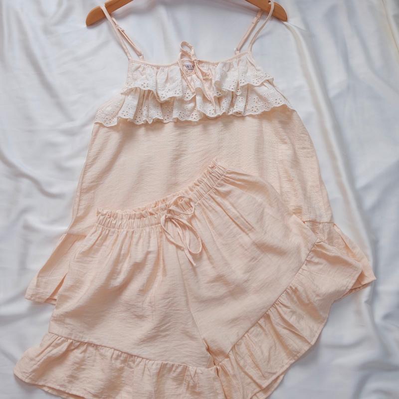 Bộ mặc nhà đũi 2 dây tiểu thư vàng be, đủ size DU01 Women Nữ - TikTok ...