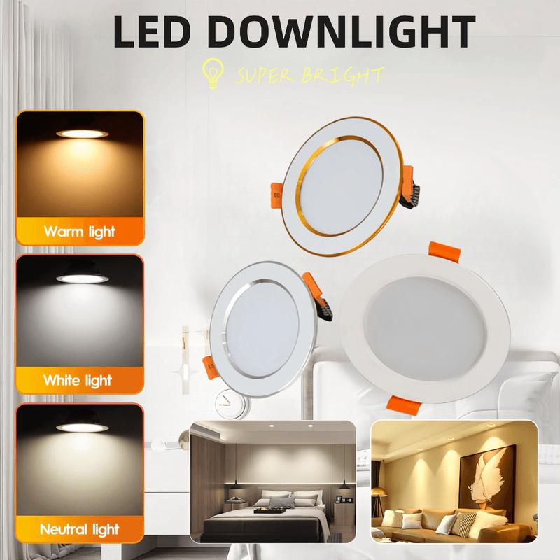 LED Downlight Tricolor Dimming5W/7W/ 9W/12W Ceiling Light Downlight ...