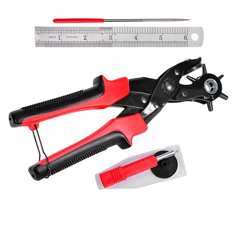 Belt Hole Puncher, Multi-Hole Sizes Revolving Leather Punch Tool ...