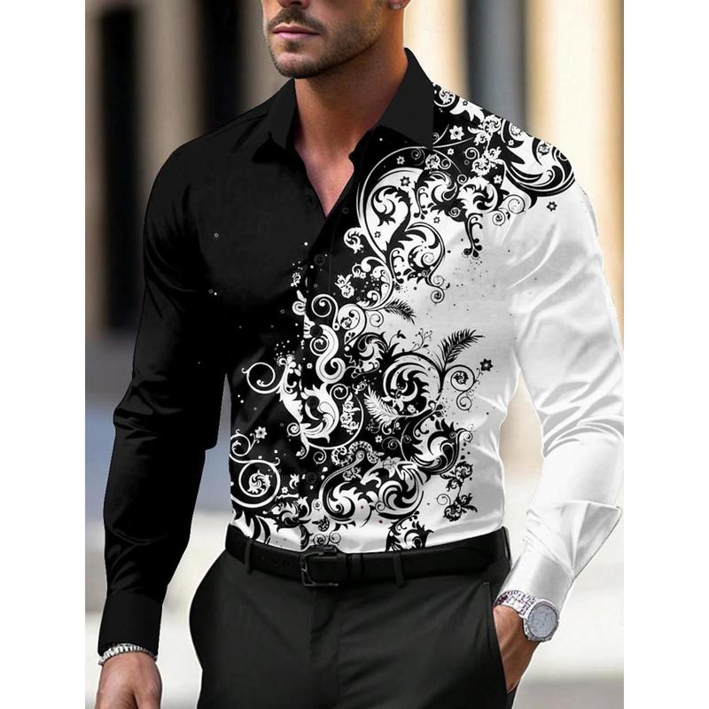 Pakaian Baju Lelaki, Gaya Kasual Perniagaan Bunga, Baju Berbutang ...