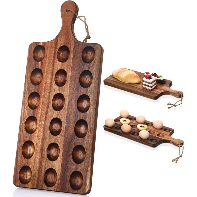 Reversible Wooden Deviled Egg Platter Tray Charcuterie Board - TikTok Shop