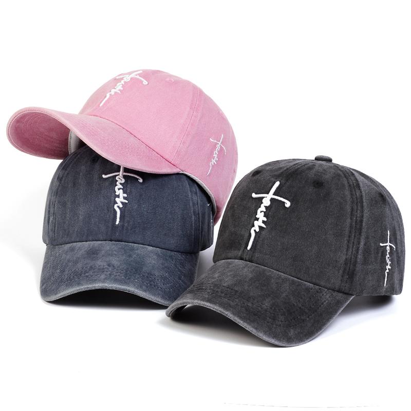 Faith Embroidered Cross Baseball Cap - Adjustable Casual Outdoor Sports ...