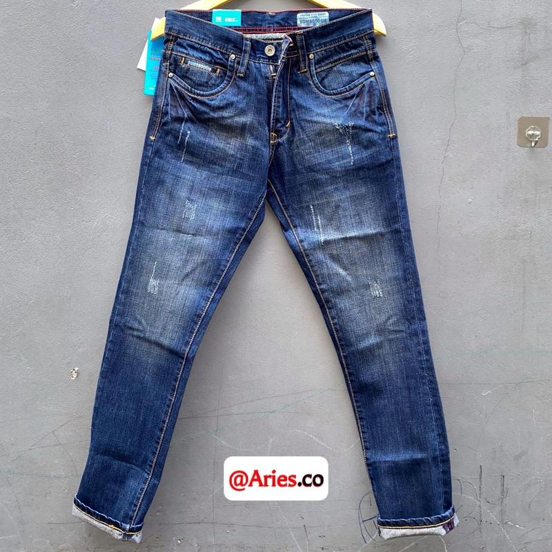 Celana Jeans panjang pria bom bogie series blue navy Santai Retro ...