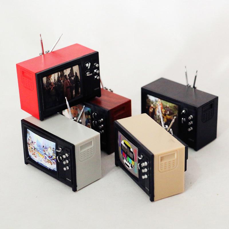 Televisyen Miniatur Rumah Boneka, Skala 1: 12, TV Vintaj, dengan ...
