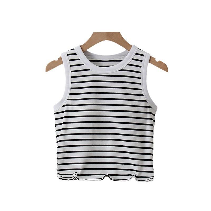 🌞2025 Summer Women's Built-In Bra Cup Tank Top | Striped Wide-Shoulder ...