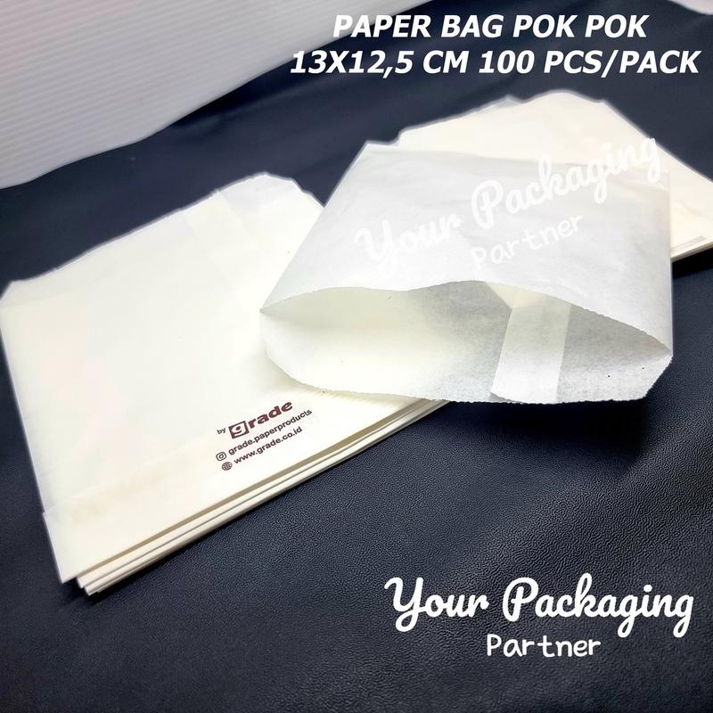 (Isi 100) Paper Bag Besar Pok Pok Grade Kantong Kertas 13x12.5cm - Shop ...