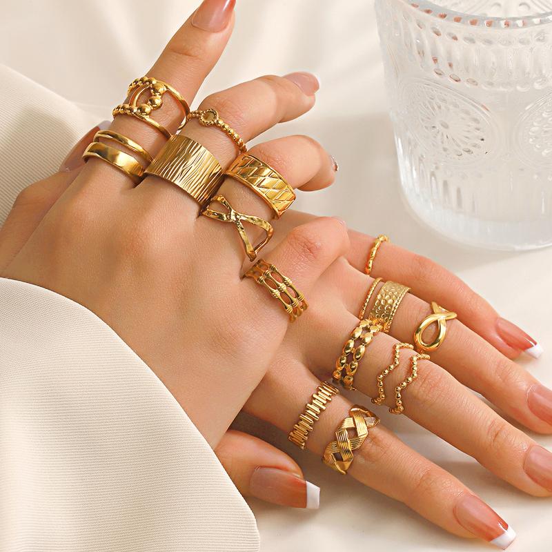 YUKI COD Trendy Stainless Steel Geometric Open Ring for Women, - TikTok Shop Philippines