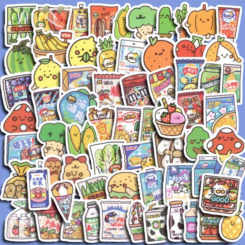100Pcs Cartoon Food Snacks Cute Stickers For Scrapbooking Laptop ...